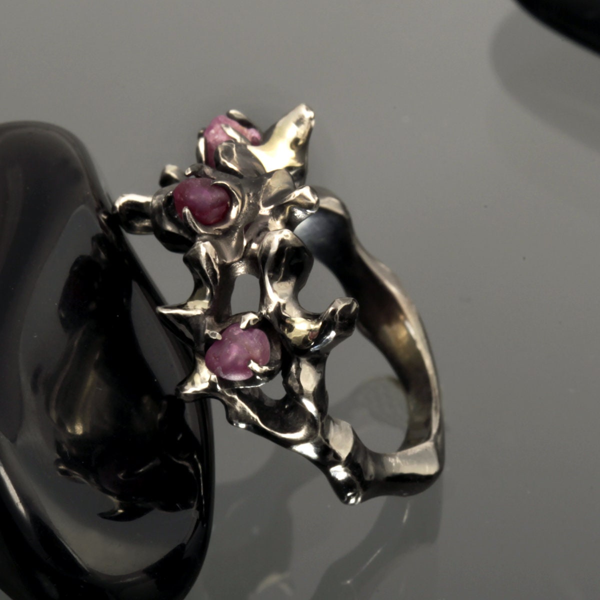 Ruby Ring Gothic Ring Raw Ruby 14K Gold and Silver Ring | Etsy