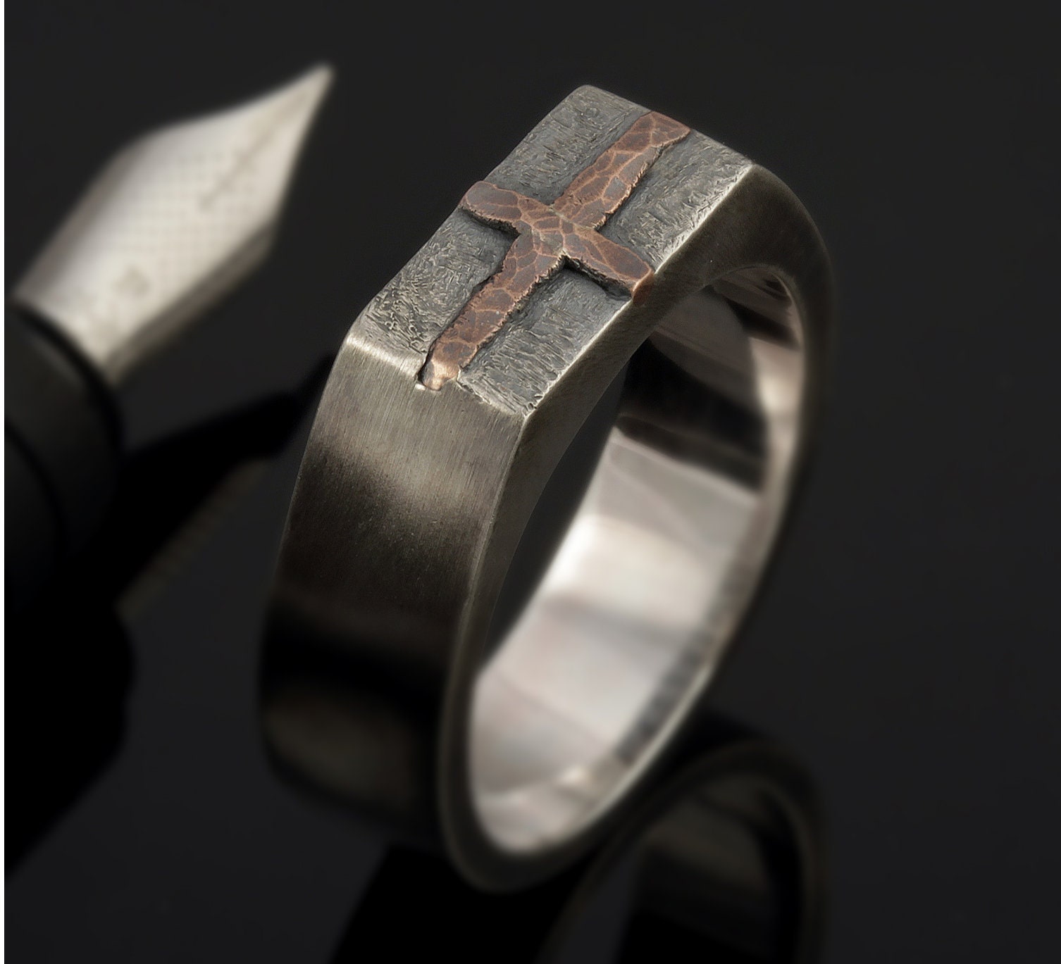 Mens Cross Ring Handmade Unique Ring Mens Jewelry - Etsy