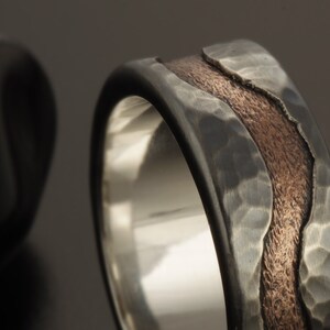 Mens Band, Unique Ring for a Man, Rustic Men Band, Silver Copper Ring ...