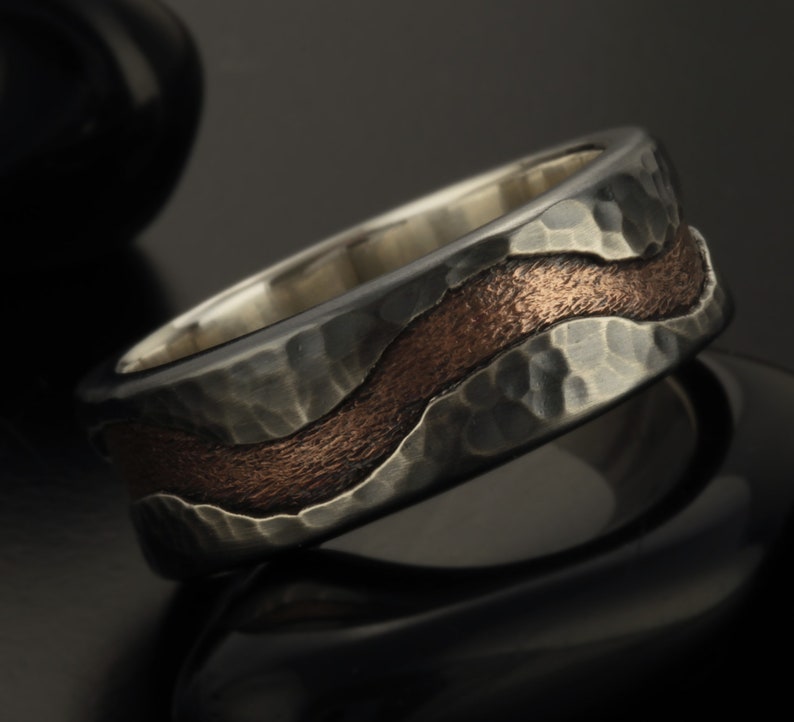Rustic Silver Man Ring Rustic Hammered Ring Custom Design - Etsy
