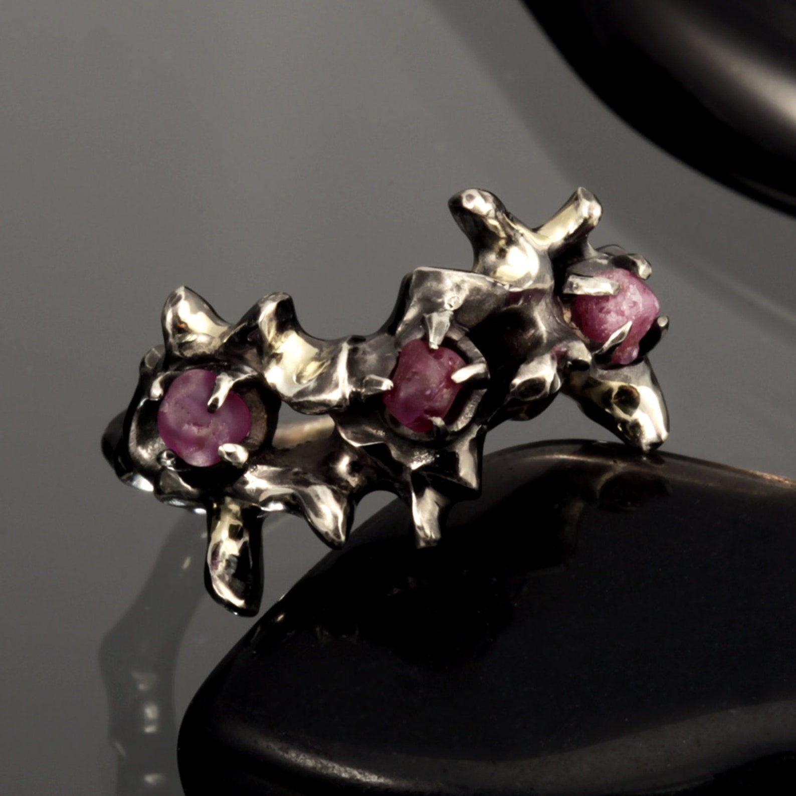 Ruby Ring Gothic Ring Raw Ruby 14K Gold and Silver Ring | Etsy