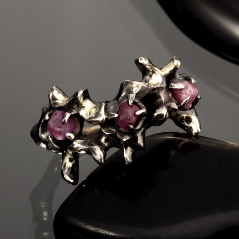 Ruby Ring Gothic Ring Raw Ruby 14K Gold and Silver Ring | Etsy