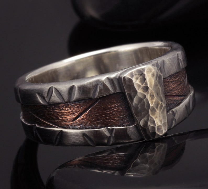 Men Wedding Band Handmade Unique Ring Rustic Wedding Ring - Etsy