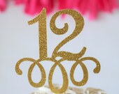 Glitter 12 Birthday Age Cake Topper 12th Birthday Twelve12 - Etsy