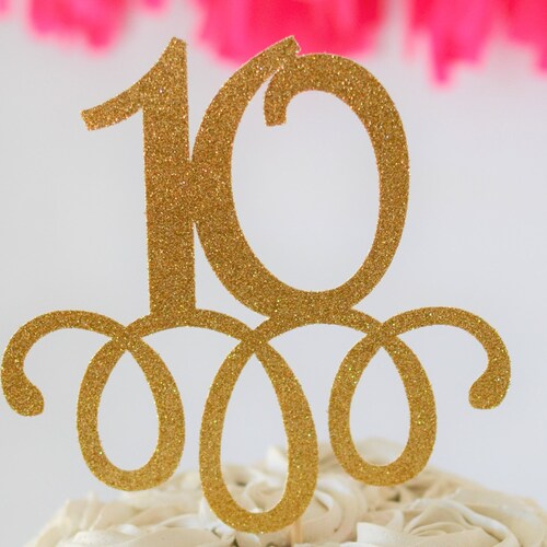 Glitter 10 Ten Cake Topper 10th Birthday 10 Year - Etsy