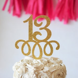 Glitter 13 Birthday Age Cake Topper, 13th Birthday, Thirteen Birthday ...