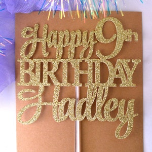9th Birthday Name Cake Topper, Custom Cake Topper, One Cake Topper ...