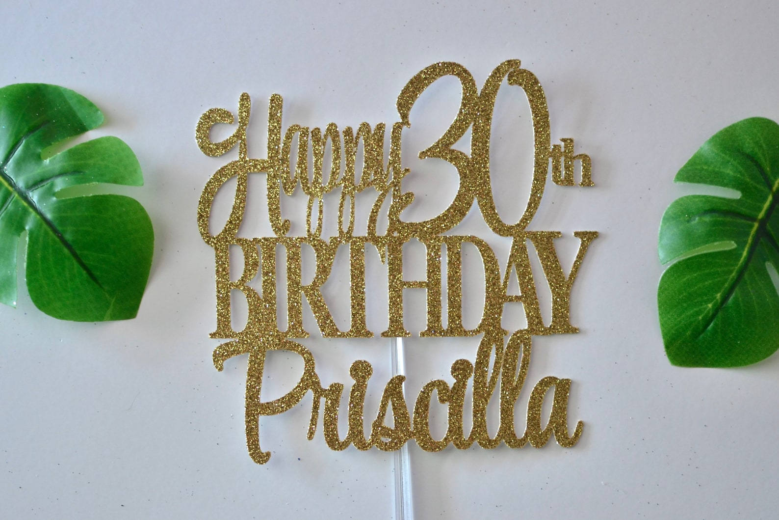 Glitter Personalized Happy 30th Birthday Name Cake Topper | Etsy