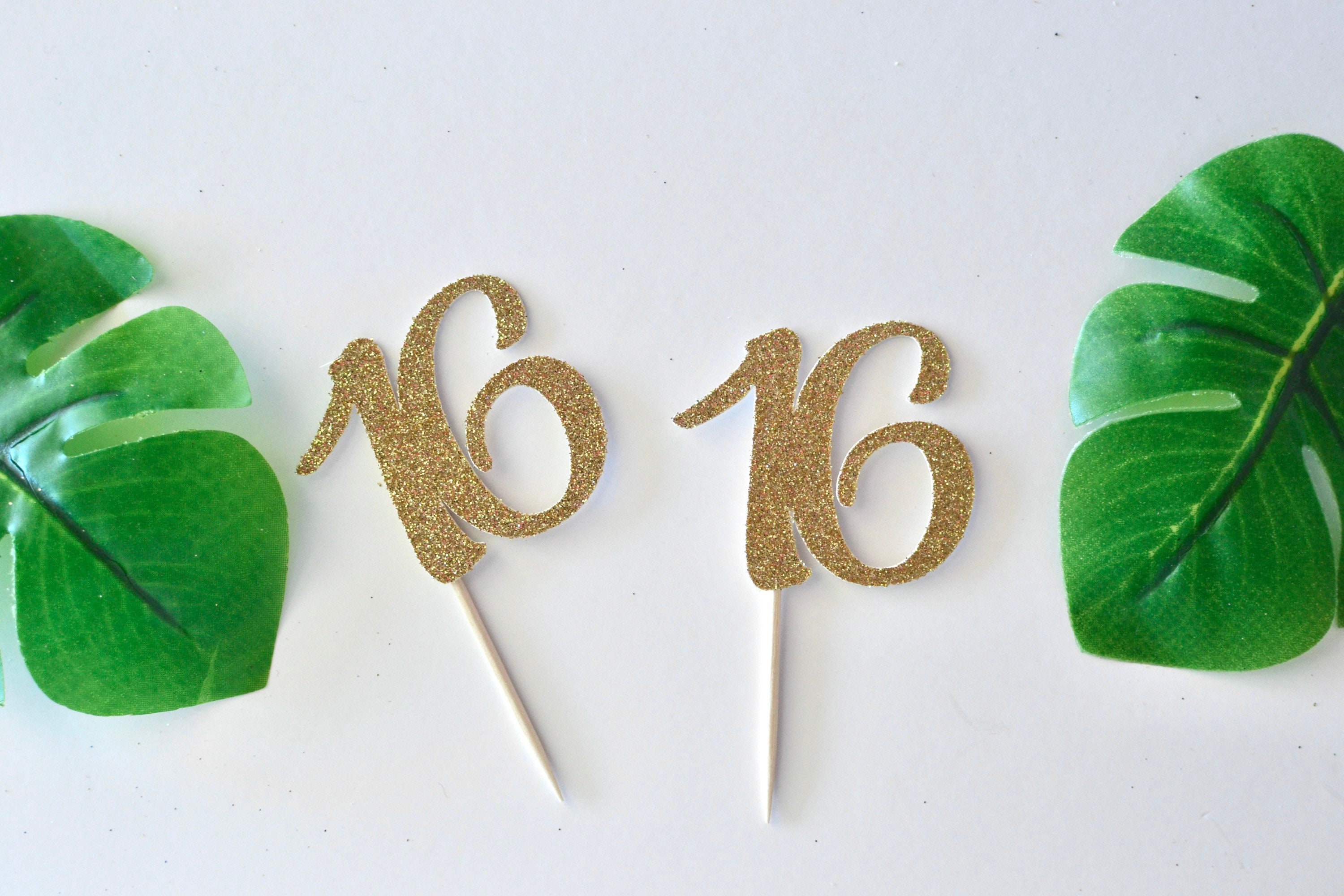 Glitter 16 Cupcake Toppers 16 Topper 16th Birthday Cake 16 - Etsy