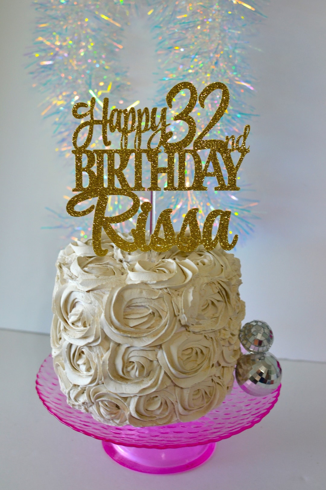 Happy 32nd Birthday Name Cake Topper, 32 and Fabulous, 32nd Party, Cake ...