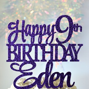 9th Birthday Name Cake Topper, Custom Cake Topper, One Cake Topper ...