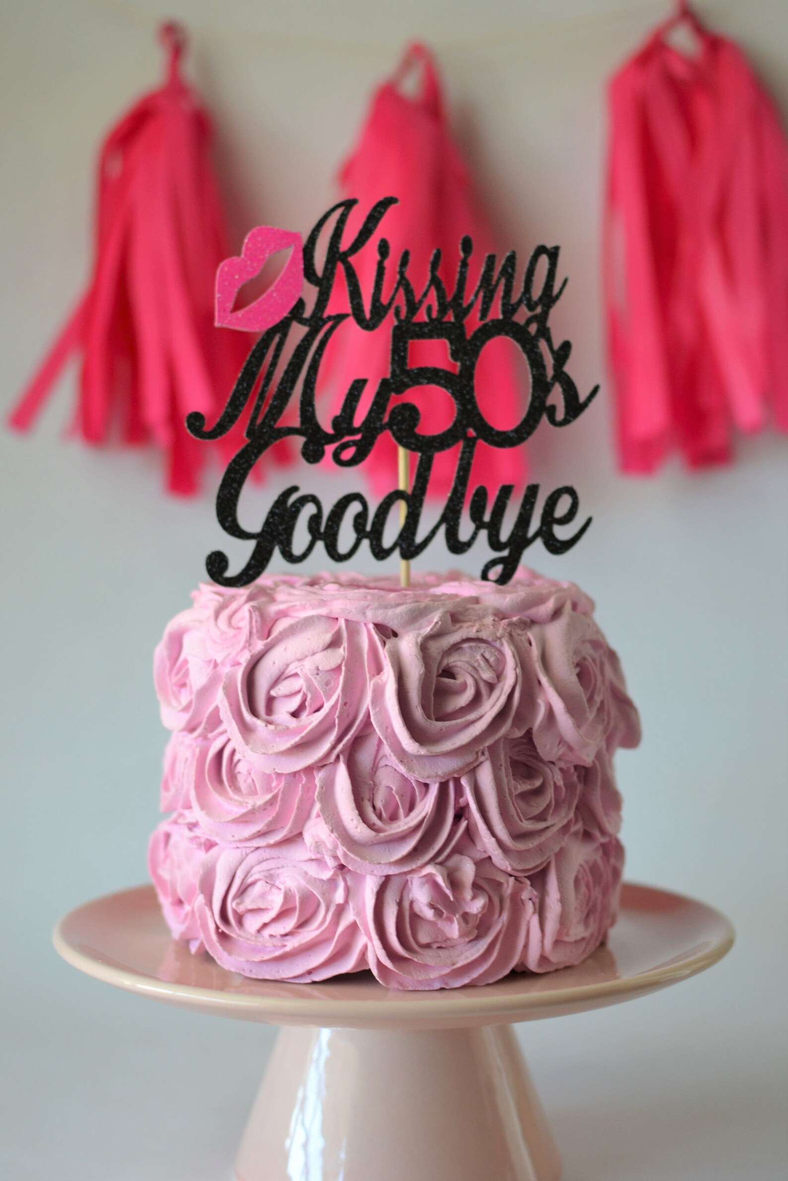 Glitter Kissing 50s Goodbye Hello 60 Cake Topper 60th | Etsy