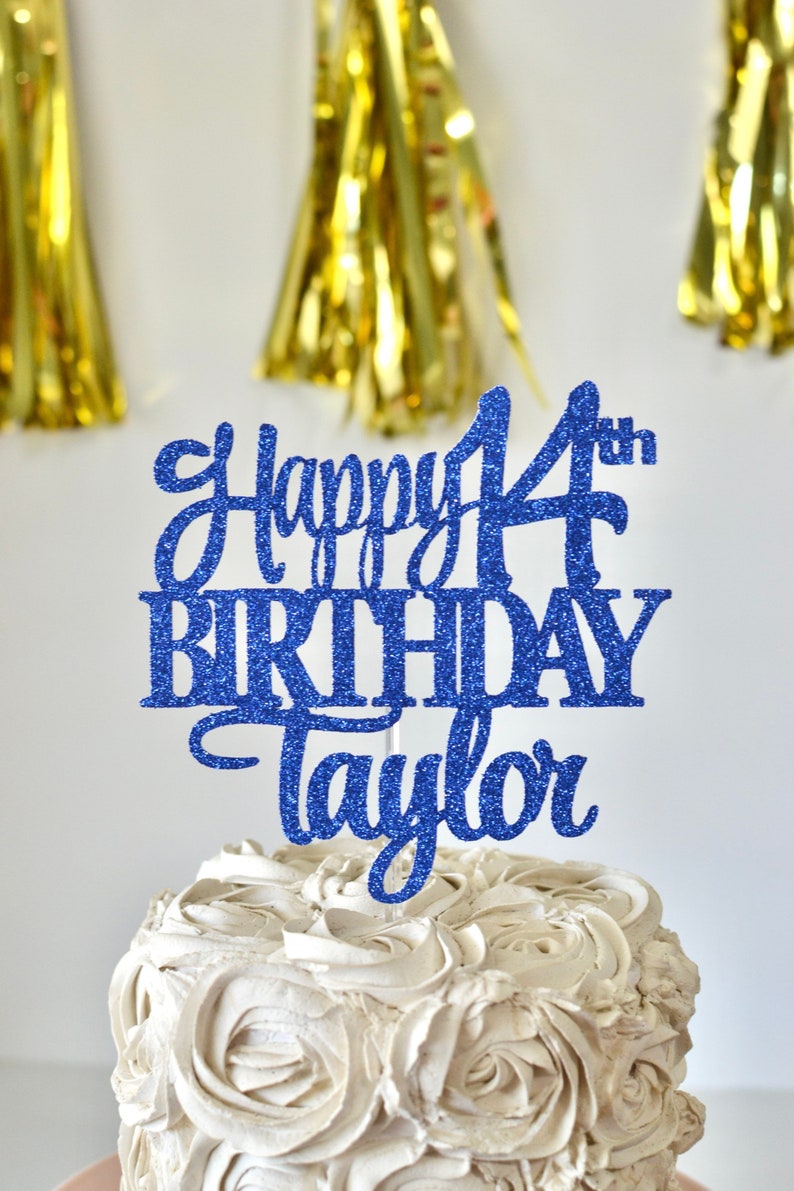 Happy 14th Birthday Personalized Name Cake Topper, Custom Cake Topper ...