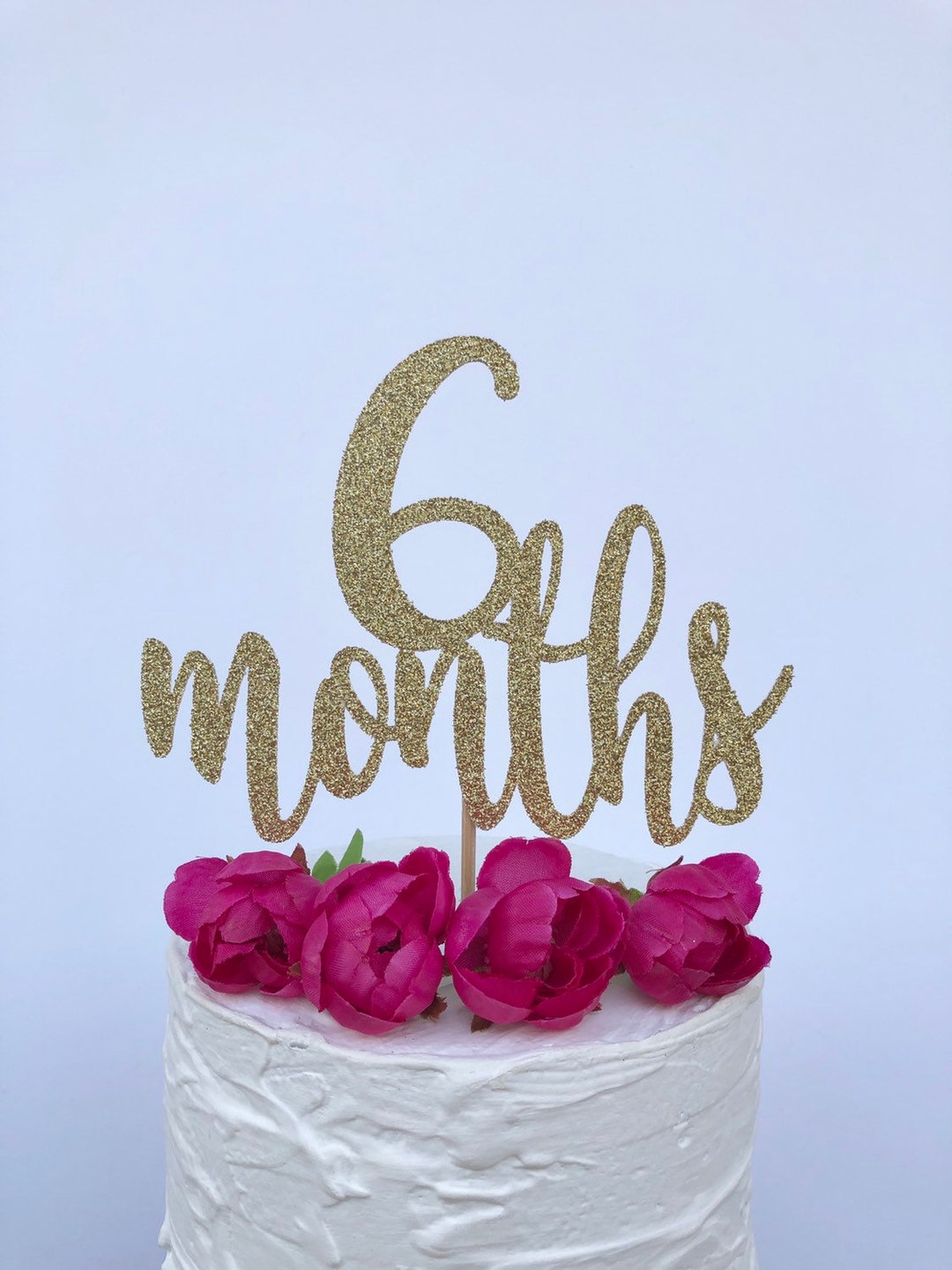 6 Months Cake Topper, 1/2 Birthday Glitter Cake Topper, Smash Cake, 6 ...