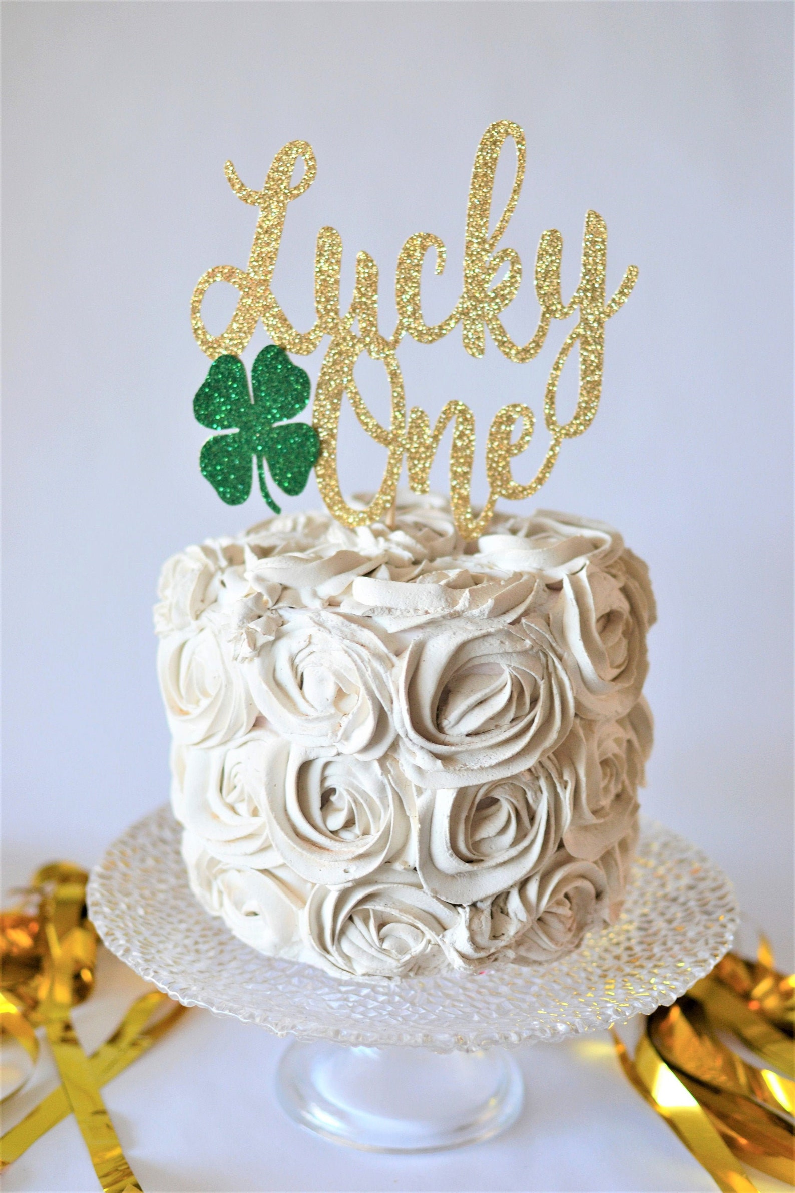 Glitter Lucky One Cake Topper, 1st Birthday Smash Cake Topper, One ...