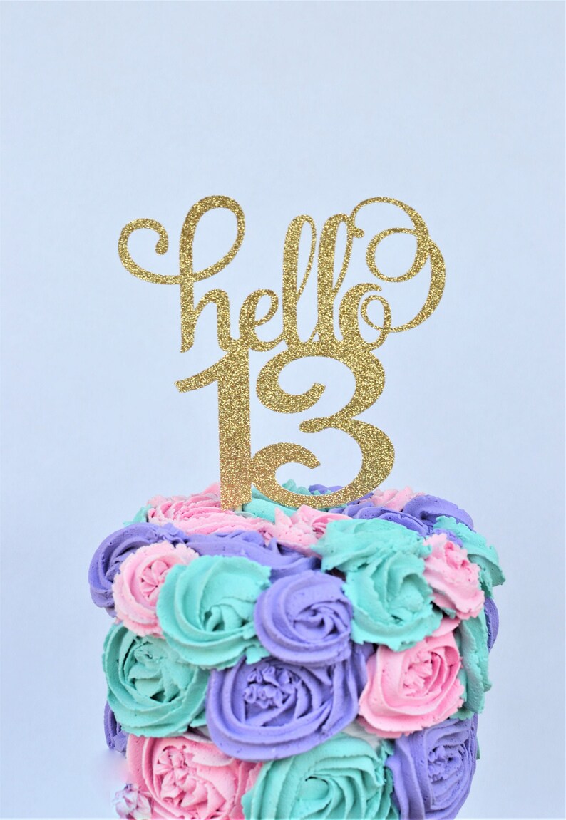 Glitter Hello 13 Birthday Age Cake Topper 13th Birthday - Etsy