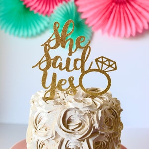 Glitter Said Yes Cake Topper, Bridal Shower Cake, Engagement Party ...