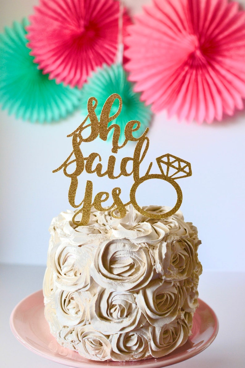Glitter Said Yes Cake Topper Bridal Shower Cake Engagement | Etsy