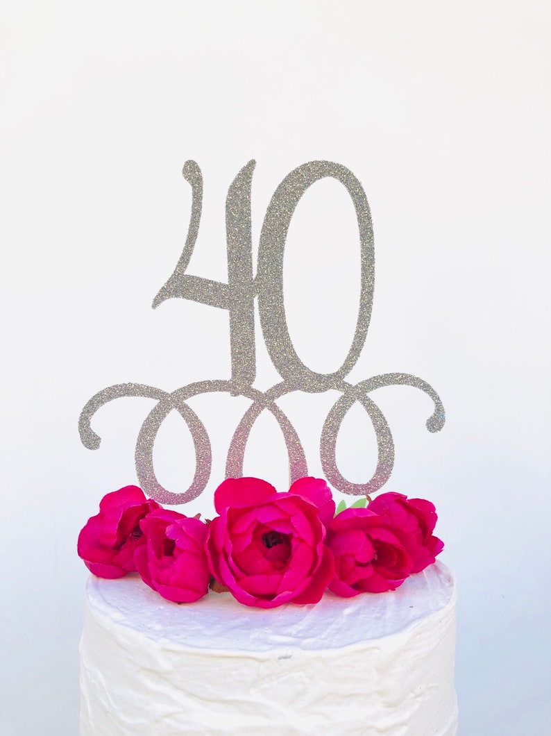 Glitter 40 Cake Topper Happy 40th Birthday 40 Birthday Pick | Etsy