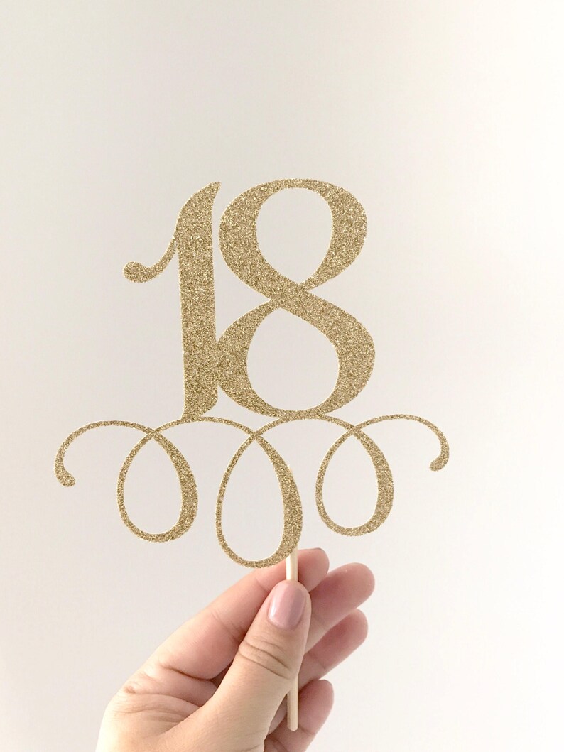 Glitter 18 Birthday Age Cake Topper 18th birthday eighteen | Etsy