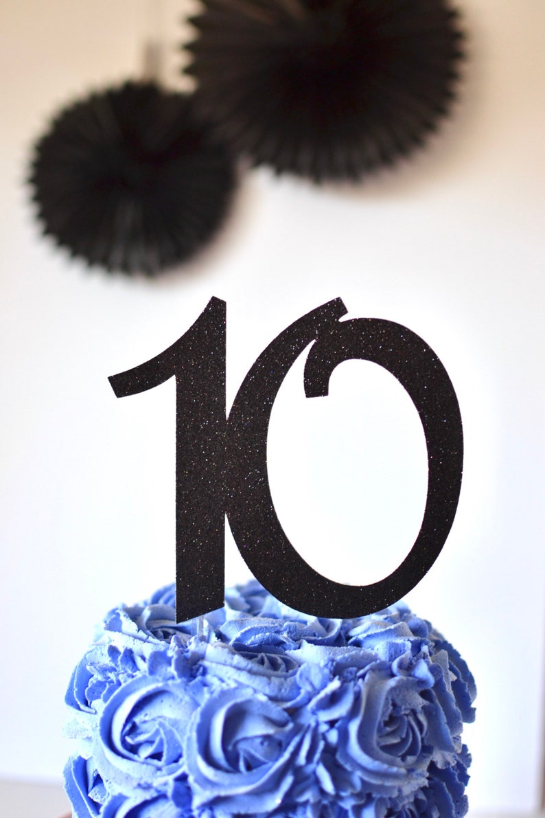 Glitter 10 Ten Cake Topper 10th Birthday 10 Year | Etsy