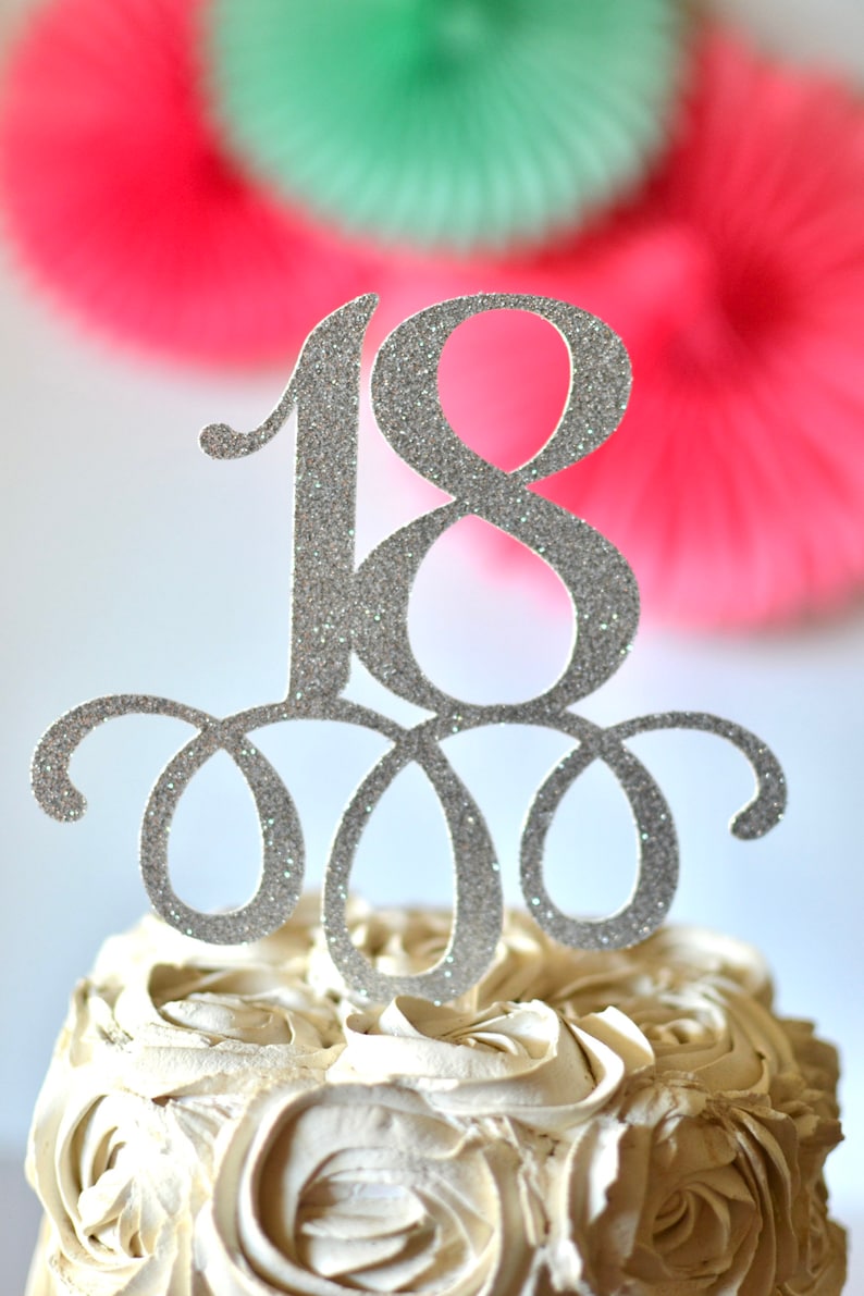Glitter 18 Birthday Age Cake Topper 18th Birthday Eighteen - Etsy
