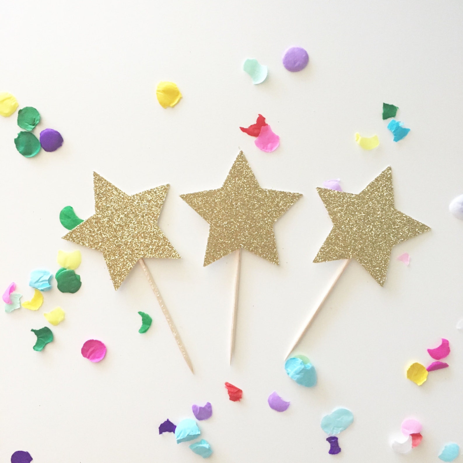 Glitter Twinkle Star Cupcake Toppers, Baby Shower Picks, Pink Star ...