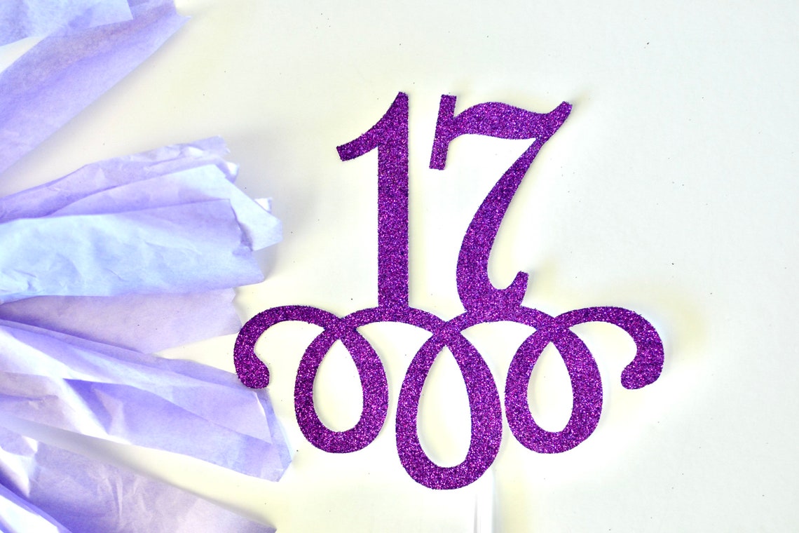 Glitter 17 Cake Topper 17th Birthday Seventeen Birthday 17 - Etsy