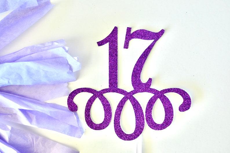 Glitter 17 Cake Topper 17th Birthday Seventeen Birthday 17 - Etsy