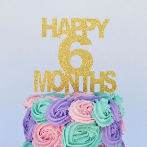 Happy 6 Months Cake Topper, 1/2 Birthday Glitter Cake Topper, Smash ...