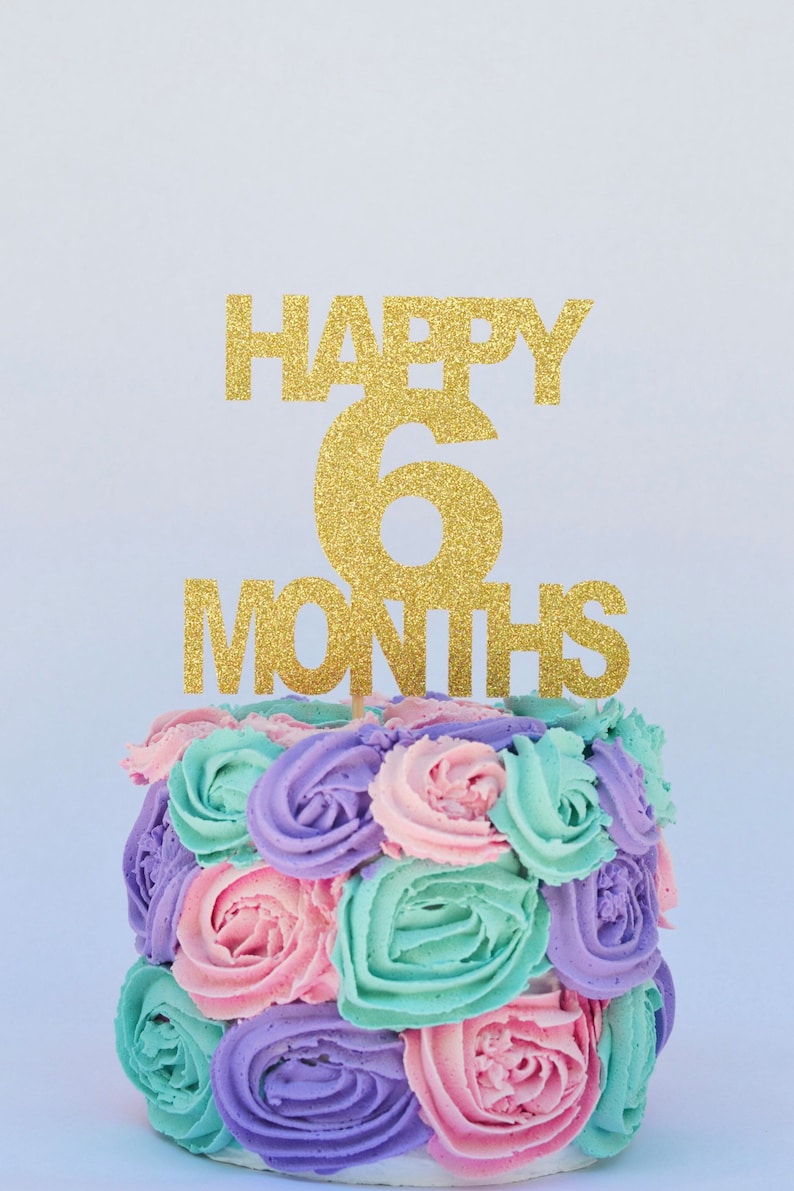 Happy 6 months Cake Topper 1/2 Birthday Glitter Cake Topper | Etsy