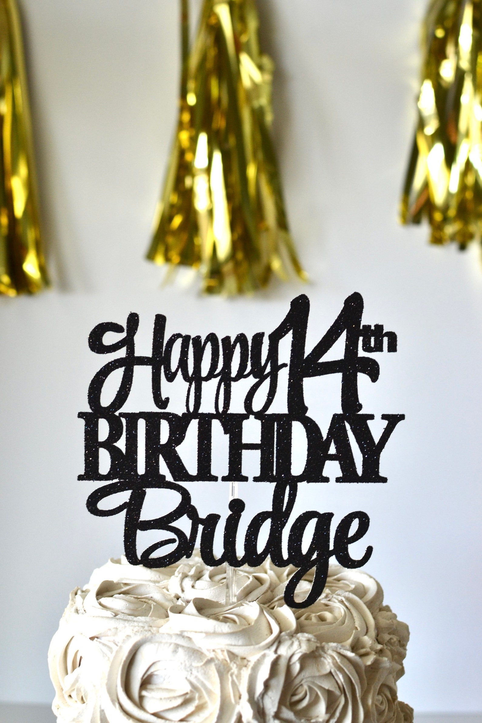 Happy 14th Birthday Personalized Name Cake Topper, Custom Cake Topper ...