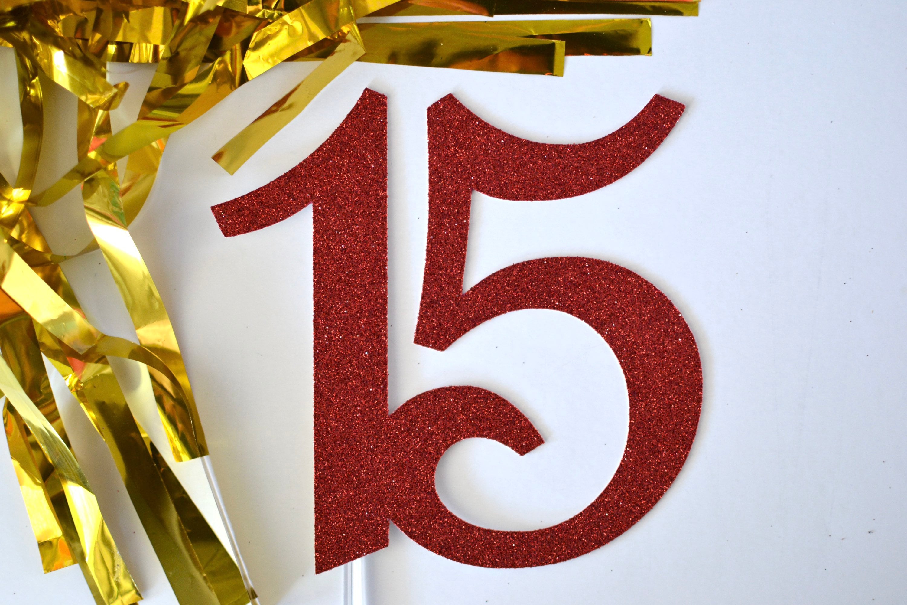 Glitter 15 Birthday Age Cake Topper 15th Birthday Quince - Etsy