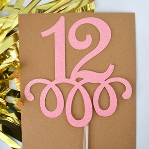 Glitter 12 Birthday Age Cake Topper, 12th Birthday, Twelve,12 Years ...
