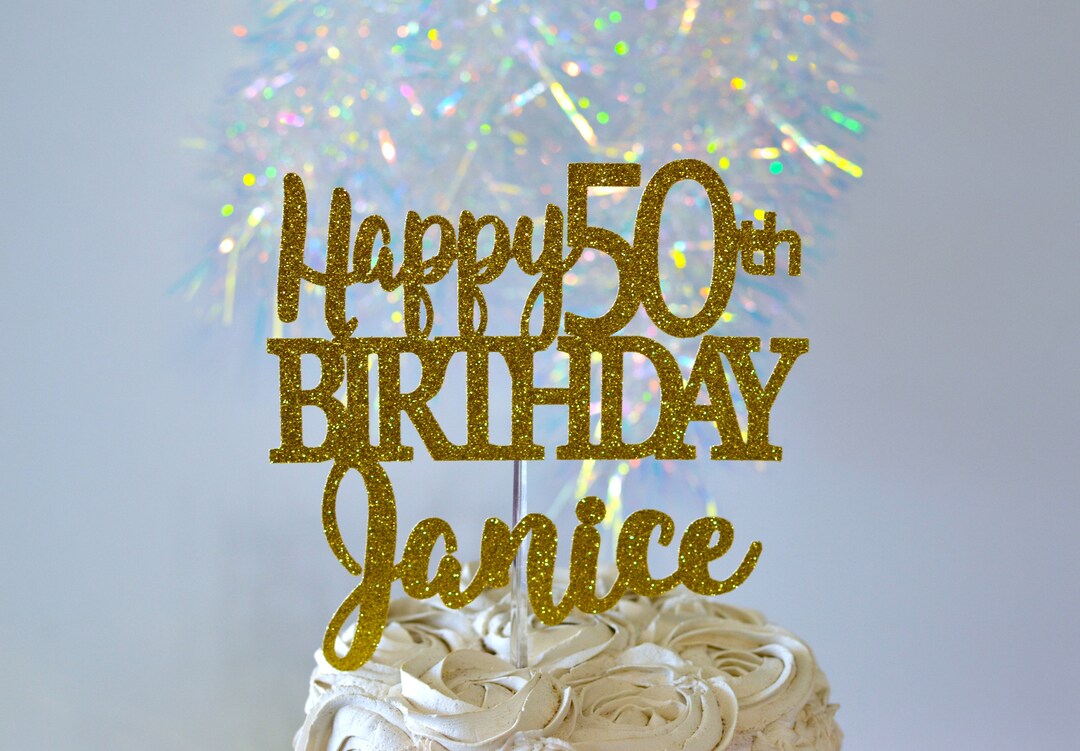 Nom personnalisé de gâteau de joyeux 50e anniversaire, gâteau ...