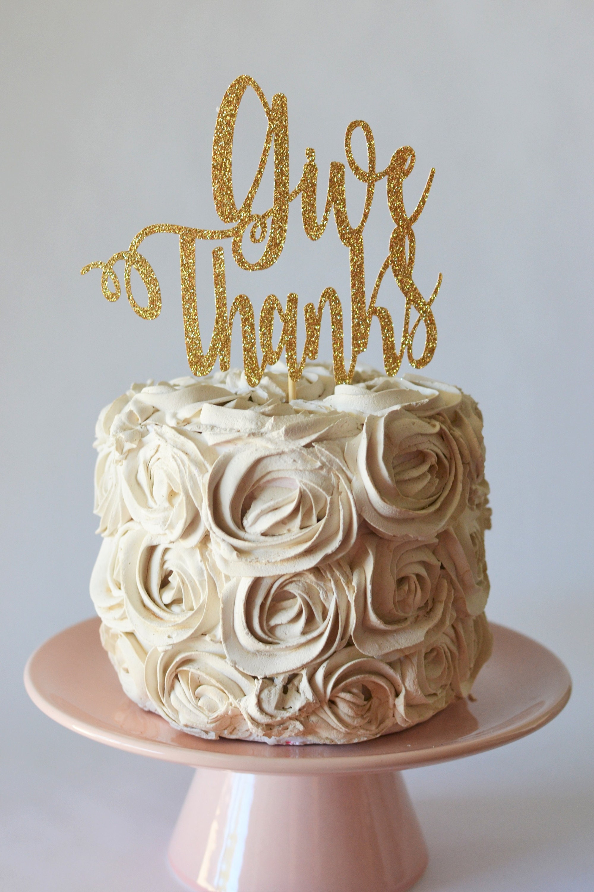 Glitter Give Thanks Cake Topper, Thankful Cake Topper, Thanksgiving ...