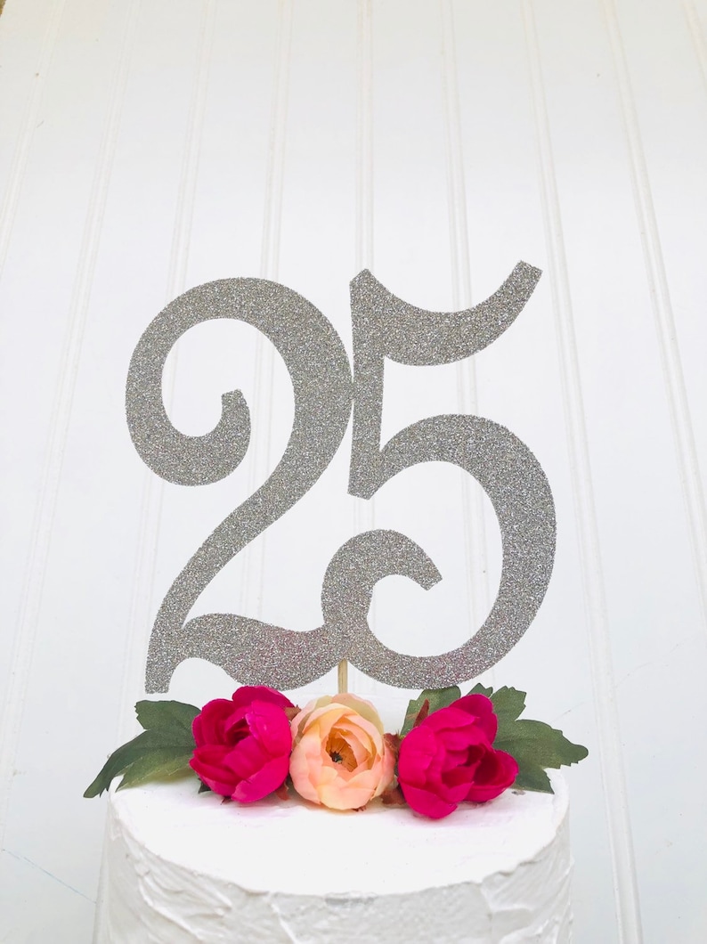Glitter 25 Cake Topper Twenty Five Topper 25th Birthday 25 | Etsy