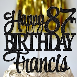 Happy 87th Birthday Personalized Name Cake Topper, Grandma Grandpa Cake ...