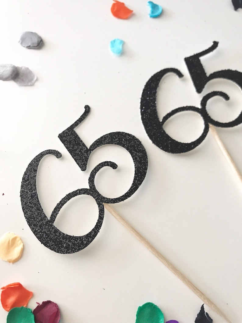 Glitter 65 Cupcake Toppers, 65 Topper, 60th Birthday Cake, 65 Birthday ...
