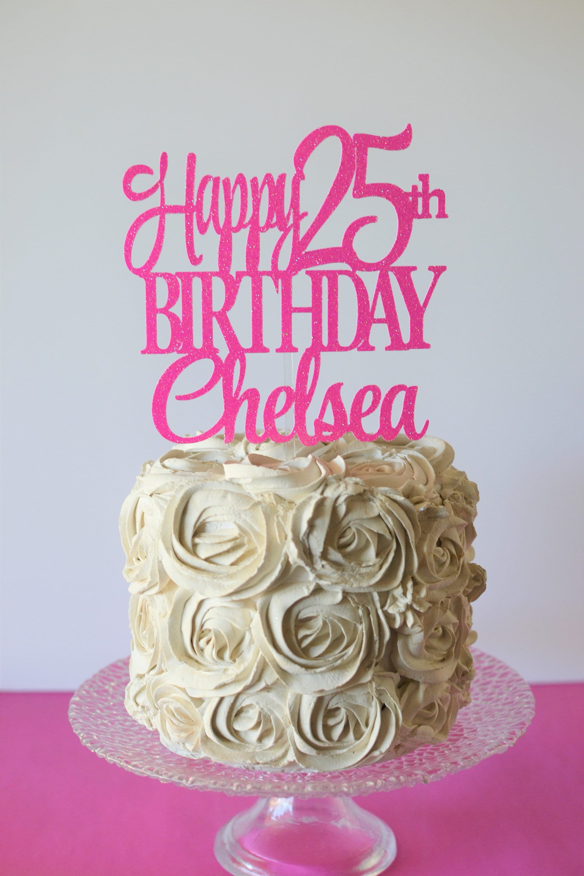 Happy 25th Birthday Personalized Name Cake Topper, Custom Cake Topper ...