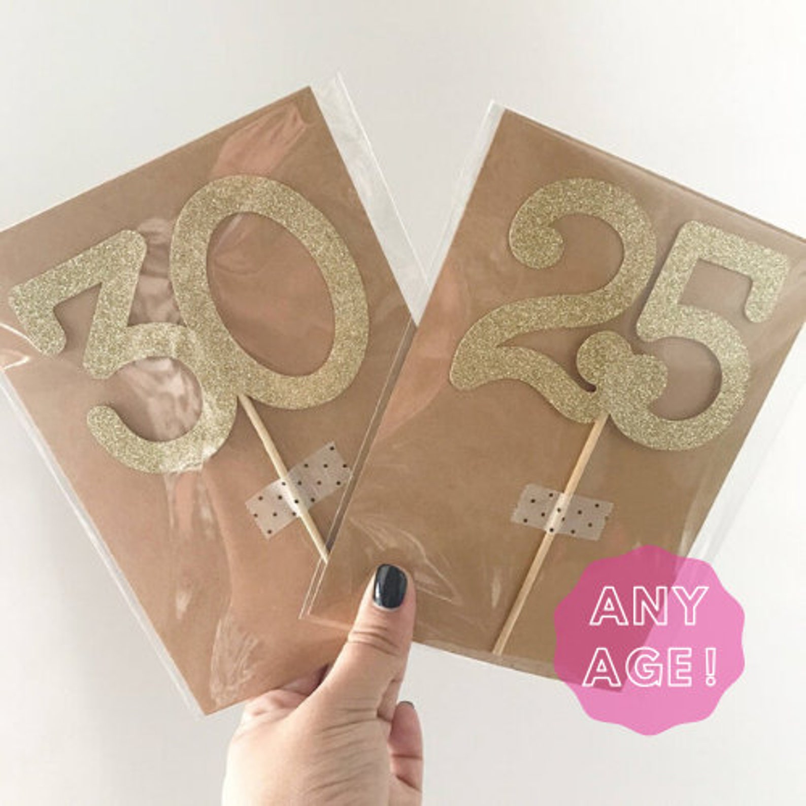 Glitter Age Birthday Cake Topper First Birthday 80th 50th | Etsy