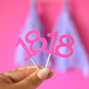 Glitter 18 Cupcake Toppers, 18 Years Old, 18th Birthday, Happy Birthday ...
