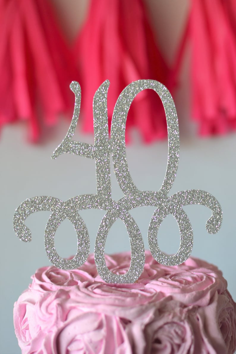 Glitter 40 Cake Topper Happy 40th Birthday 40 Birthday Pick - Etsy