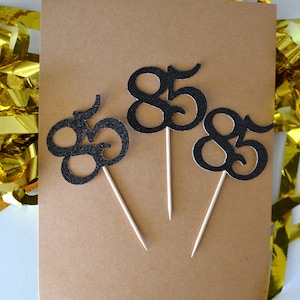 Glitter 85 Cupcake Toppers, 85 Topper, 85th Birthday Cake, 85 Birthday ...