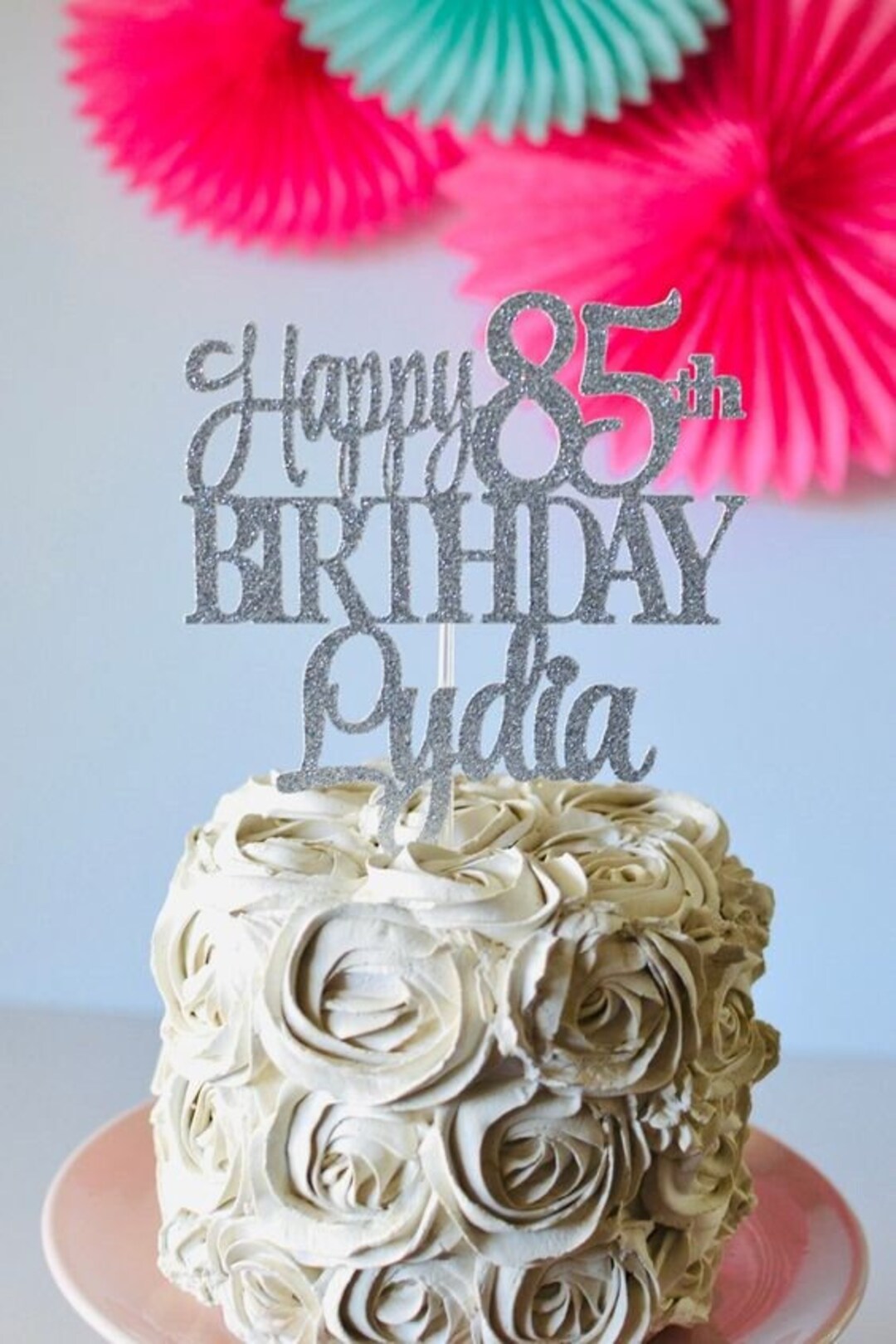 Happy 85th Birthday Personalized Name Cake Topper, Grandma Grandpa Cake ...