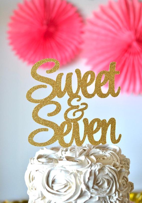 Sweet & Seven Cake Topper Happy 7th Birthday Glitter Sweet - Etsy