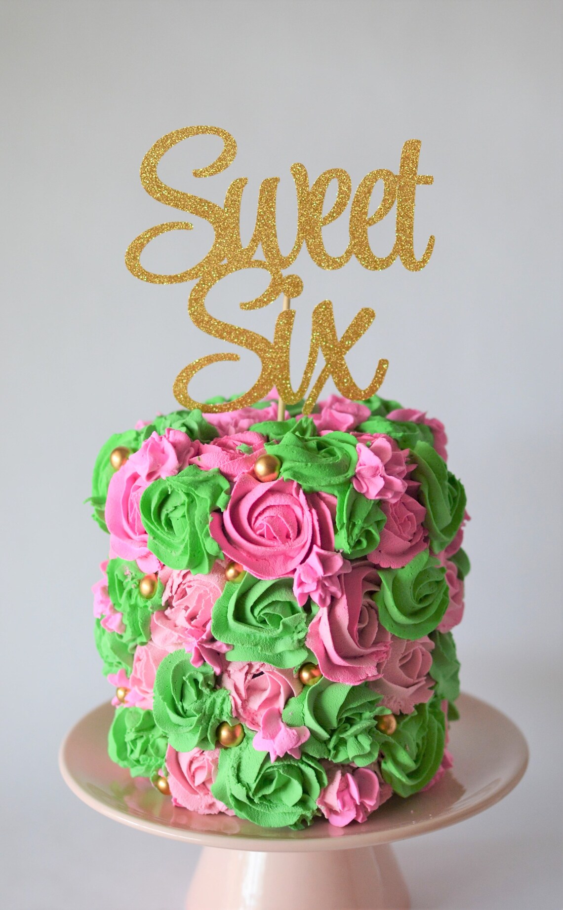 Glitter Sweet Six Cake Topper Happy 6th Birthday Six Topper - Etsy