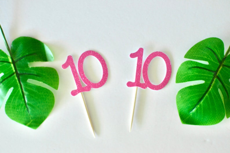 Glitter 10 Cupcake Toppers, 10 Topper, 10th Birthday Cake, 10 Birthday ...