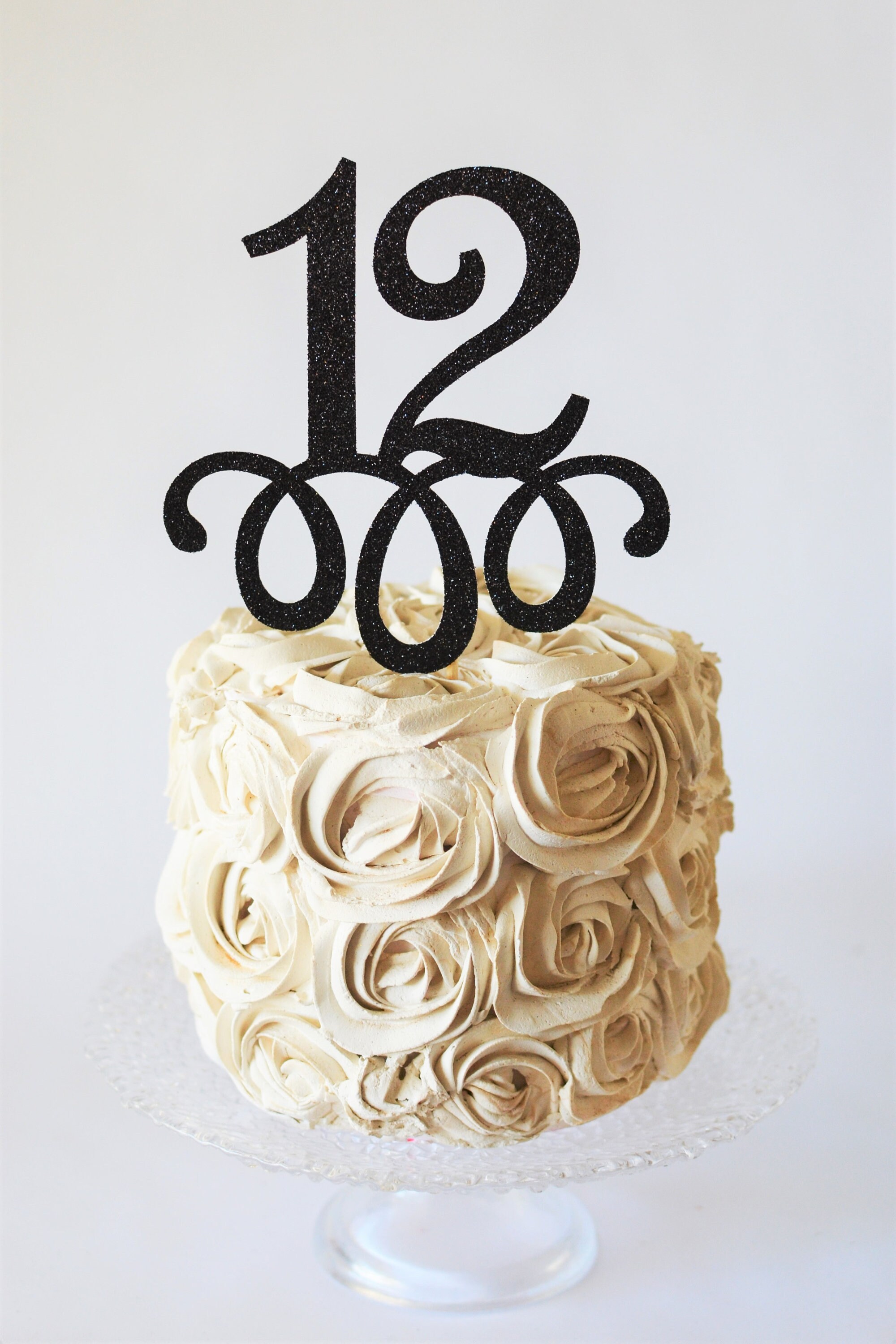 Glitter 12 Birthday Age Cake Topper, 12th Birthday, Twelve,12 Years ...