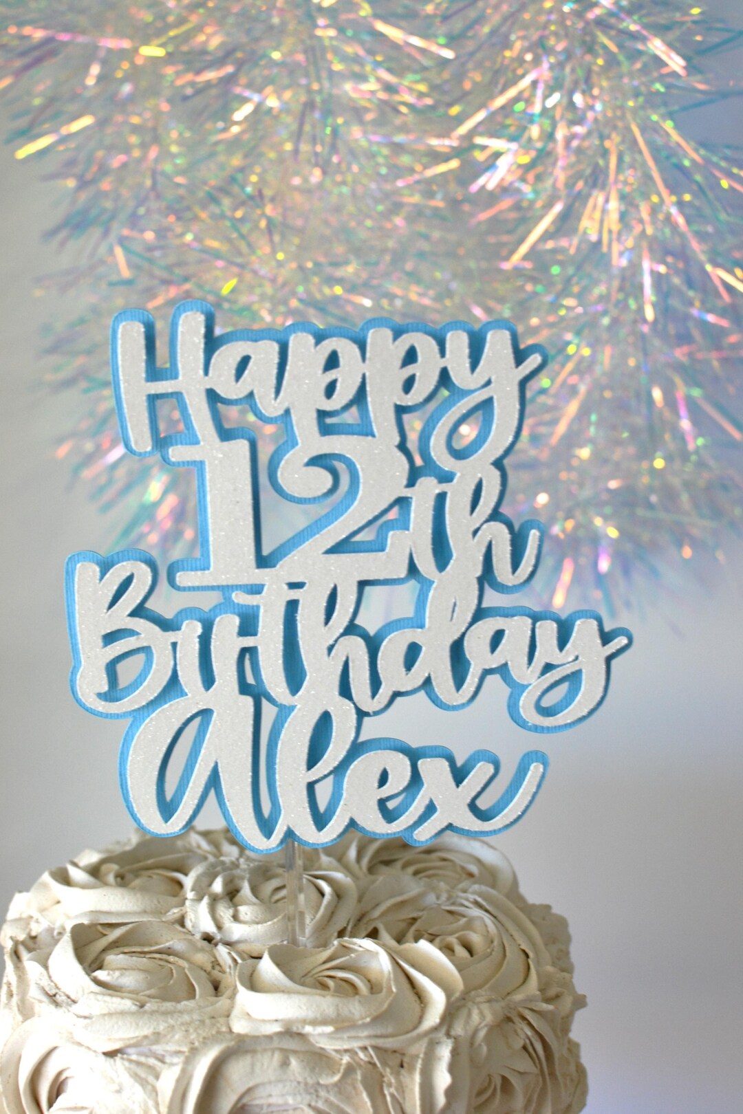 Personalized Layered Happy 12th Birthday Cake Topper, Hello 12, 12th ...